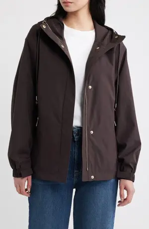 Michael Kors Water Resistant Hooded Jacket - Chocolate