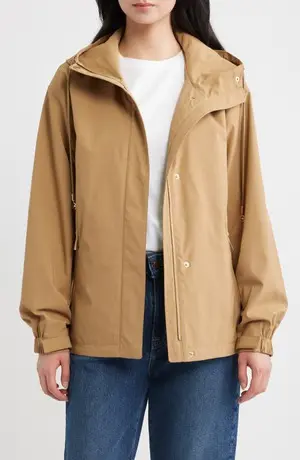 Michael Kors Water Resistant Hooded Jacket - Dark Camel