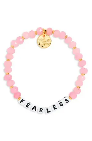 LITTLE WORDS PROJECT Fearless Urban Armor Beaded Stretch Bracelet - White