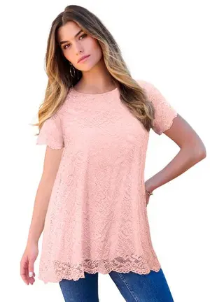 Roaman's Allover Lace Swing Tee