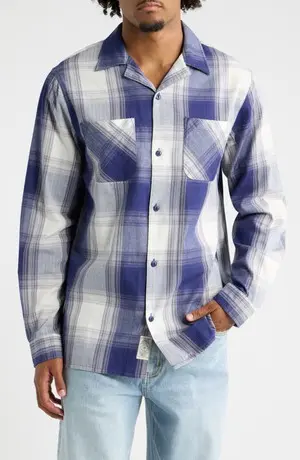 SCHOTT Colts Plaid Camp Shirt - Navy