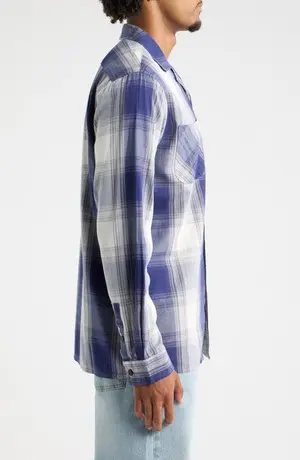 SCHOTT Colts Plaid Camp Shirt - Navy