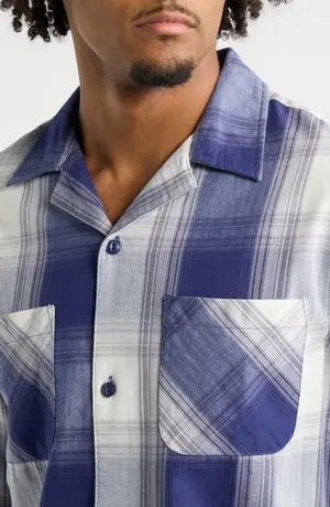 SCHOTT Colts Plaid Camp Shirt - Navy