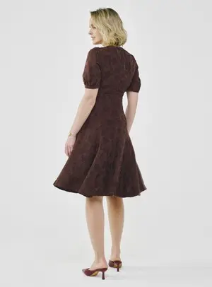 A.SHIMUS Floral Jacquard Midi Dress - Brown
