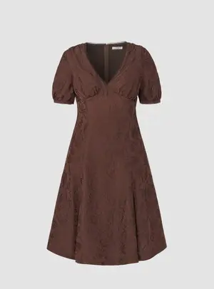 A.SHIMUS Floral Jacquard Midi Dress - Brown