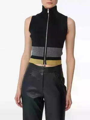 TOCCIN Jayla Zip-front Sleeveless Cardigan