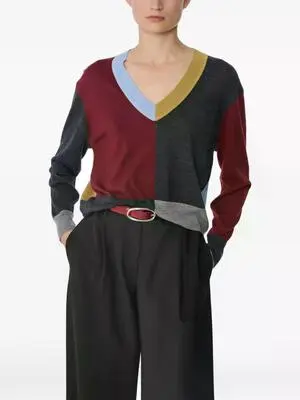 TOCCIN Sia Colour-block V-neck Sweater