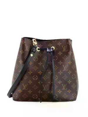 LOUIS VUITTON Monogram Canvas Leather Mm Bucket Bag - Brown