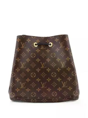 LOUIS VUITTON Monogram Canvas Leather Mm Bucket Bag - Brown