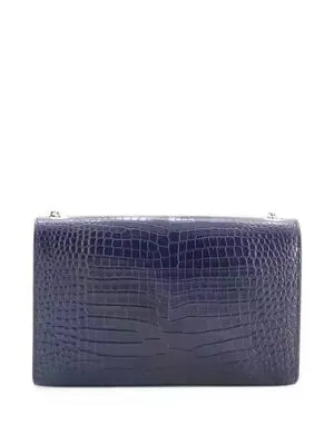 Saint Laurent Classic Monogram Tassel Crocodile Embossed Leather Medium Crossbody Bag