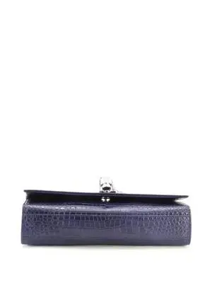 Saint Laurent Classic Monogram Tassel Crocodile Embossed Leather Medium Crossbody Bag