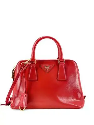 Prada Promenade Bag Vernice Saffiano Leather Small Satchel - Pink