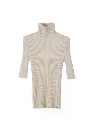 Herno Ribbed-knit Short-sleeve Sweater - Neutrals