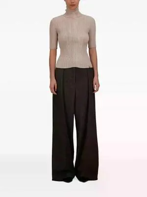 Herno Ribbed-knit Short-sleeve Sweater - Neutrals