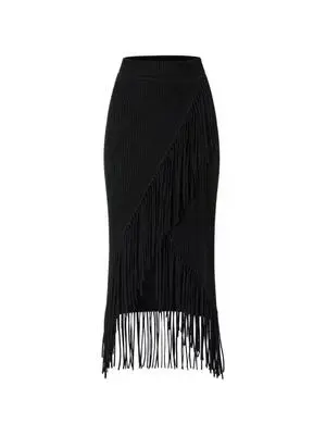 TOCCIN Giana Fringe Asymmetrical Midi Skirt