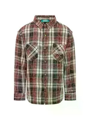BARROW Check-pattern Graphic-print Shirt