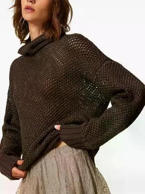 TWINSET Mesh Turtleneck Jumper With Lurex