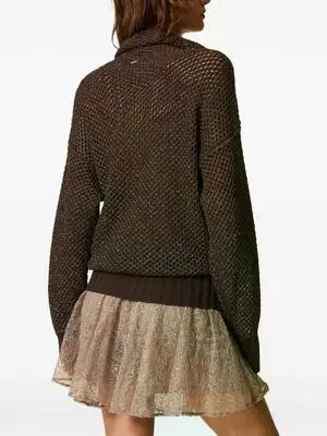 TWINSET Mesh Turtleneck Jumper With Lurex