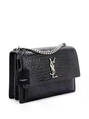 Saint Laurent Sunset Crocodile Embossed Leather Medium Crossbody Bag