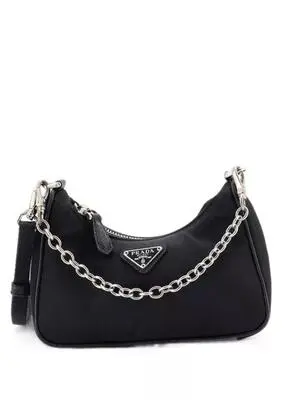 Prada Re-edition Shoulder Bag Tessuto Mini Hobo Bag - Black