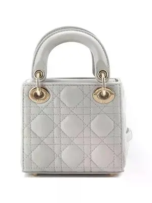 Dior Lady Cannage Quilt Lambskin Micro Shoulder Bag - Grey