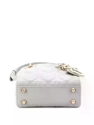 Dior Lady Cannage Quilt Lambskin Micro Shoulder Bag - Grey