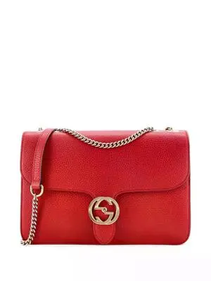 Gucci Interlocking Leather Medium Shoulder Bag - Red