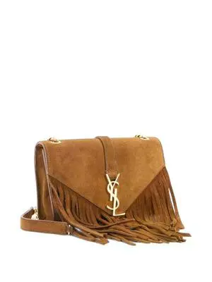 Saint Laurent Classic Monogram Fringe Suede Small Crossbody Bag