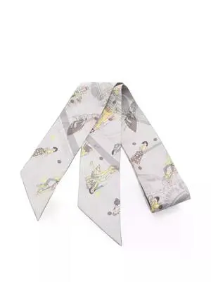 Hermès 2010s Ex-libris Les Parisiennes Twilly Scarf - Grey