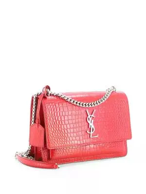 Saint Laurent Sunset Crocodile Embossed Leather Medium Crossbody Bag