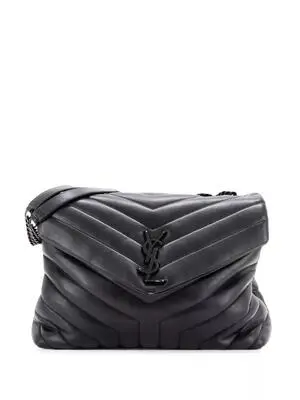 Saint Laurent Loulou Matelasse Chevron Leather Medium Shoulder Bag - Black