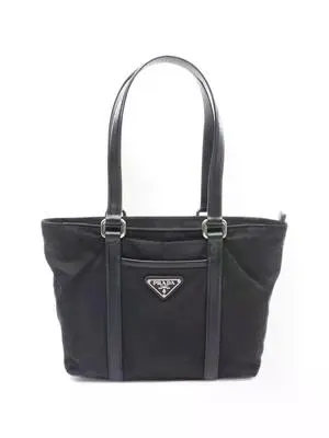Prada 2000s Triangle Logo Tote Bag