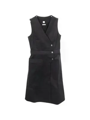 Hermès 2010s Clou De Selle Button Wrap Mini Dress - Black