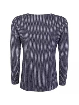 WHYCI Geometric-print Long-sleeve T-shirt - Blue