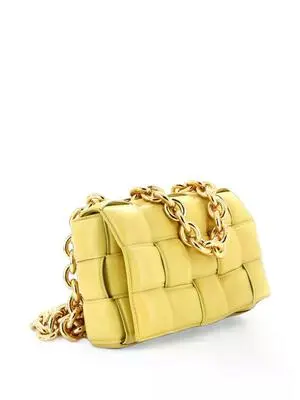 Bottega Veneta Cassette Chain Padded Maxi Intrecciato Leather Crossbody Bag - Yellow