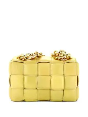 Bottega Veneta Cassette Chain Padded Maxi Intrecciato Leather Crossbody Bag - Yellow