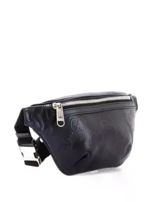 Gucci Gg Embossed Perforated Leather Small Belt Bag - Black