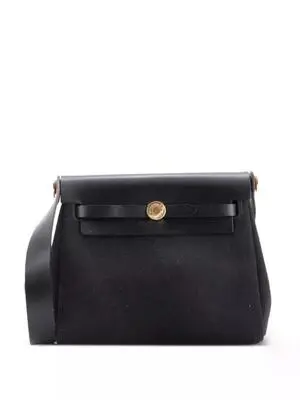 Hermès Herbag Zip Toile And Leather Shoulder Bag - Black