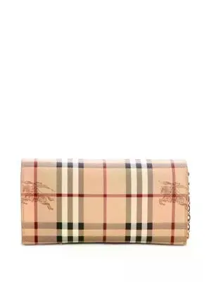 Burberry Burberrry Henley Wallet On Chain Haymarket Coated Canvas Cross Body Bag - Brown