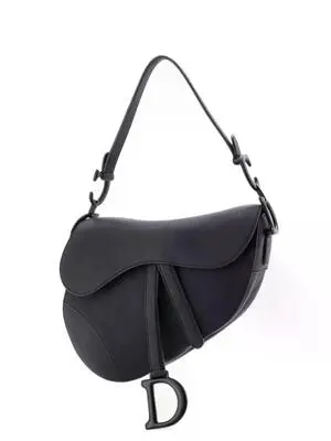Dior Ultra Matte Saddle Handbag Leather Medium Shoulder Bag - Black