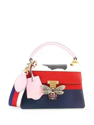 Gucci Queen Margaret Top Handle Bag Colorblock Leather Small Satchel - Red