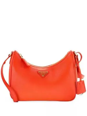Prada Saffiano Leather Re-edition Hobo Mini Shoulder Bag - Orange