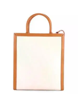 Celine Vertical Cabas Canvas With Leather Small Tote Bag