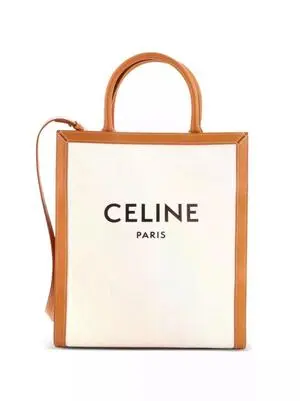 Celine Vertical Cabas Canvas With Leather Small Tote Bag