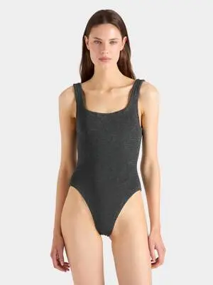 Hunza G Hunza G Square Neck Swimsuit Metallic Graphite
