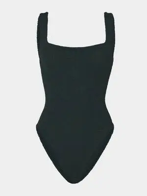 Hunza G Square Neck Swimsuit - Metallic Graphite