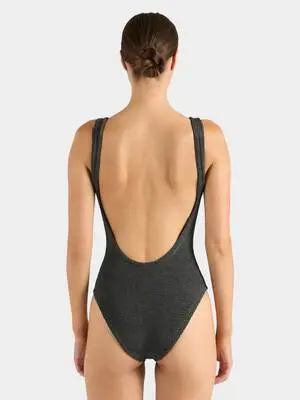 Hunza G Square Neck Swimsuit - Metallic Graphite