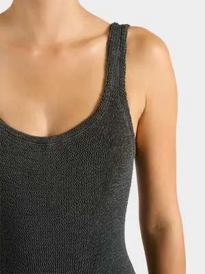 Hunza G Square Neck Swimsuit - Metallic Graphite