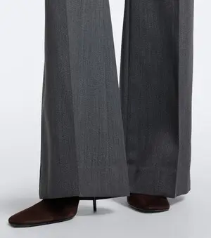 Victoria Beckham Alina Herringbone Virgin Wool Wide-leg Pants