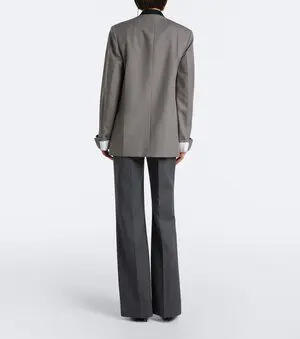Victoria Beckham Alina Herringbone Virgin Wool Wide-leg Pants